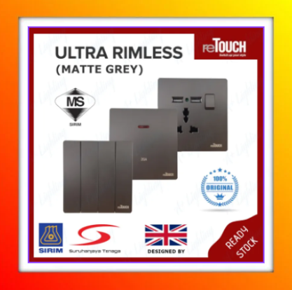 RETOUCH ULTRA RIMLESS SERIES SWITCHES & SOCKETS (MATTE GREY) | Lazada