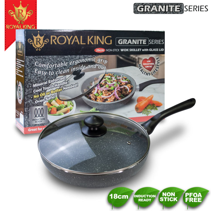 Royal King 26cm Induction Ready Non-Stick Granite Wok Skillet with ...