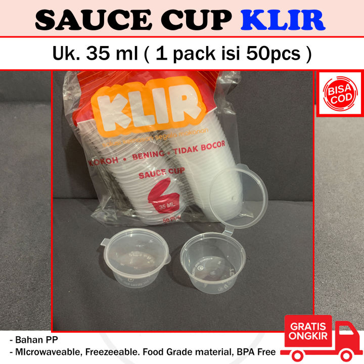 Sauce cup 35ml + tutup / saos cup / tempat saos Klir ANTI BOCOR isi ...