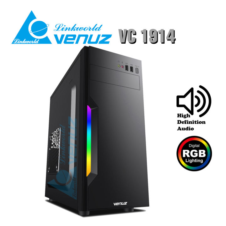 VENUZ ATX Computer Case VC1914 with RGB LED Lighting – Black | Lazada.co.th