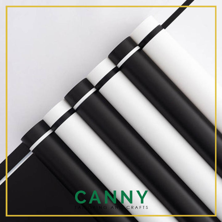 20 PCS BLACK - WHITE RIM FLOWER WRAPPING SHEET / WRAPPING PLASTIC ...
