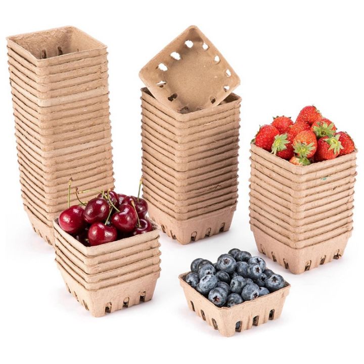 60 Pack Pulp Fiber Berry Basket, for Strawberry Blueberry Raspberry ...