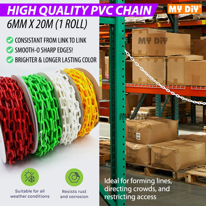 MYDIYHOMEDEPOT - 20 METER (1 ROLL) 6MM HIGH QUALITY COLOUR PVC CHAIN ...