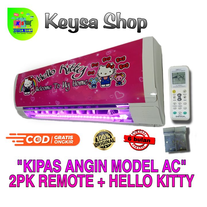 kipas angin model ac pakai remote 2pk hello kitty | Lazada Indonesia