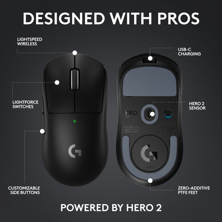 Logitech G Pro X Superlight 2 44,000 DPI Lightspeed Technology Wireless ...