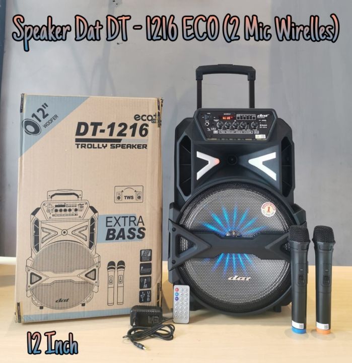 Speaker Dat DT1216 / DT 1216 ECO (2 Mic Wirelles / 12 Inch) Trolley ...