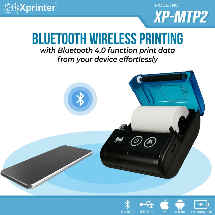 Xprinter XP-MTP2 Portable BLUETOOTH + USB Thermal Printer Handheld 58mm ... Xprinter XP-MTP2 Portable BLUETOOTH + USB Thermal Printer Handheld 58mm ...