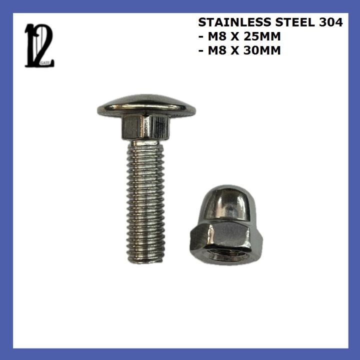 STAINLESS STEEL CARRIAGE BOLT AND CAP NUT 25MM 30MM / ALUMINIUM PANEL ...