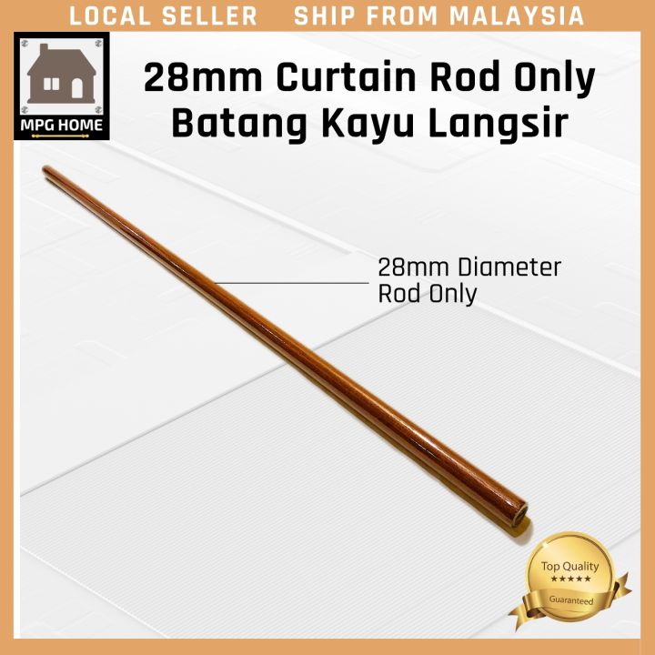 MPGHOME 28mm Wooden Curtain Rod Only | Batang Kayu Langsir | Solid Wood ...