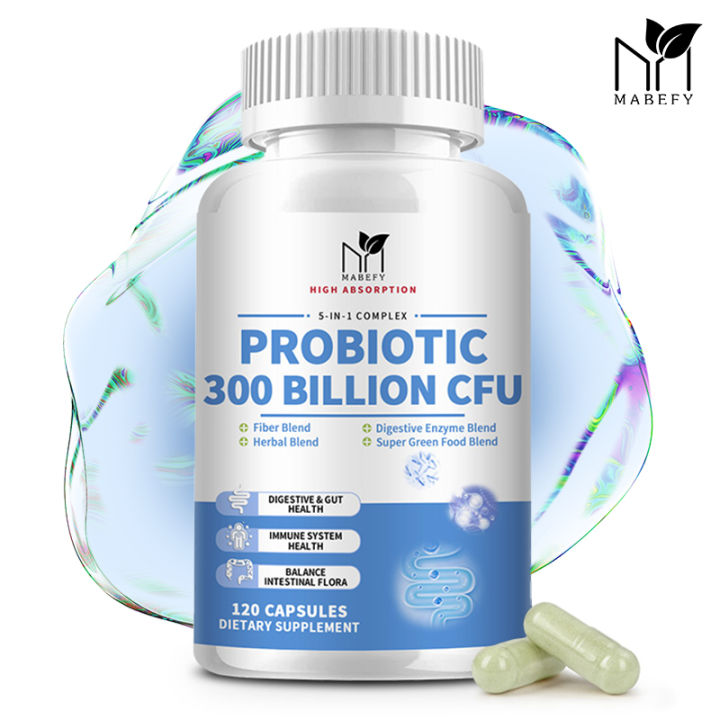 Probiotics Capsules 300 Billion CFU 30 Strains Plus Digestive Enzyme ...