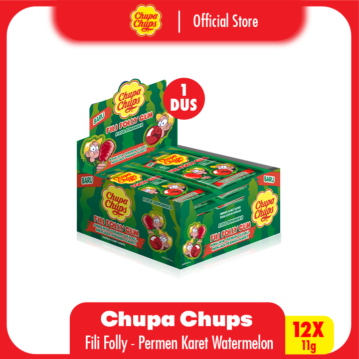 Chupa Chups Fili Folly Watermelon 11g - Permen Karet Gulali Rasa ...