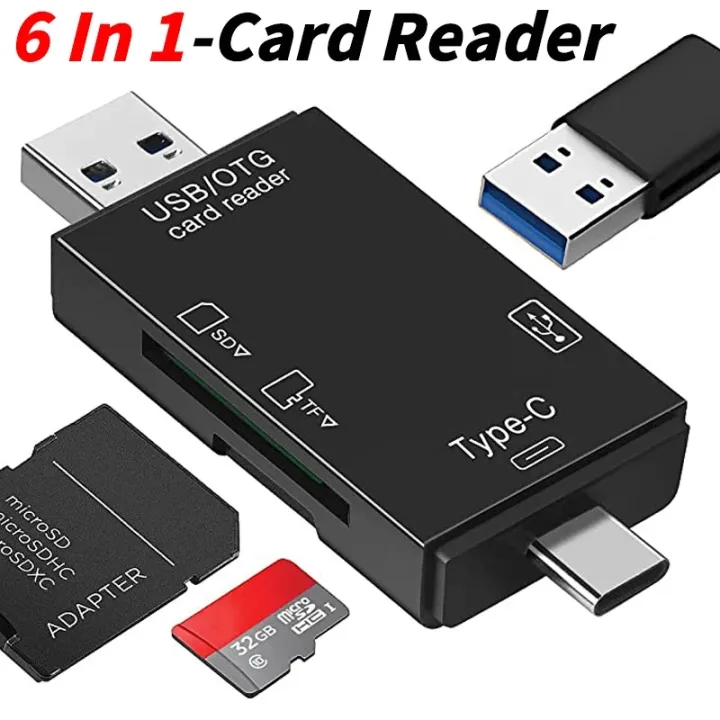 6 In 1 Card Reader USB 3.0 Micro Type C To Micro SD TF Adapter Smart ...