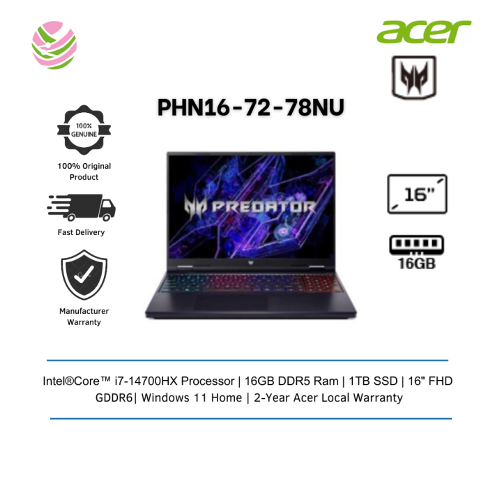 ACER GAMING LAPTOP PREDATOR HELIOS NEO 16 PHN16-72-78NU (I7-14700HX 5 ...