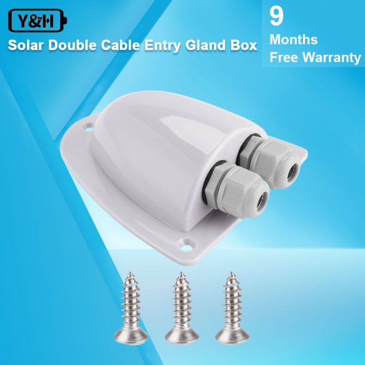 Y&H White Solar Double Cable Entry Gland Box, RV roof Waterproof ABS ...