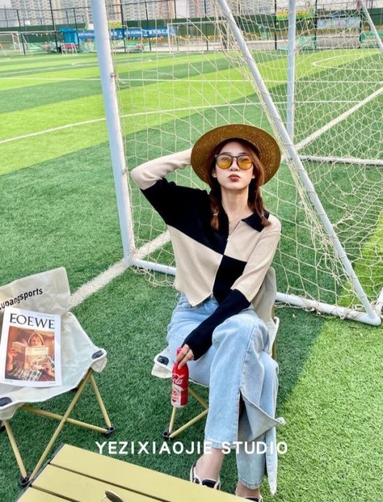 XJXJ.SHOP เสื้อแขนยาวไหมพรมปกซิป 341 | Lazada.co.th