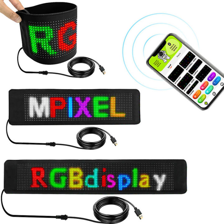 Led Flexible Panel Rgb Film Screen For Car Bluetooth App Control Text ...