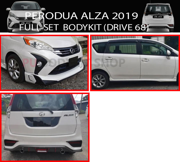 PERODUA ALZA 2019 FACELIFT FULL SET BODYKIT PU (D68) FRONT SKIRT ,SIDE ...