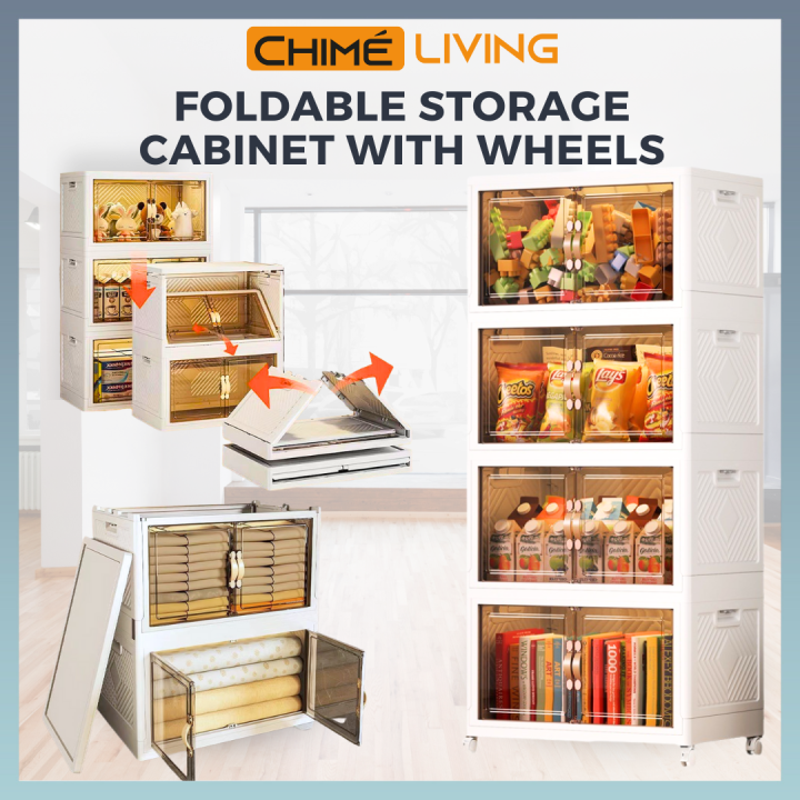 Foldable Cabinet with Wheels | Collapsible Stackable Storage Containers ...
