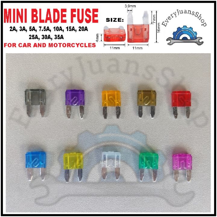 Car Fuse Motorcycle Fuse - Mini Blade Type Auto Fuse - 2A 3A 5A 7.5A ...
