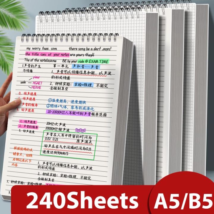 3Pcs A5 B5 Spiral Notebooks Coil Spring Notebook Journal Notepad Student School Supplies Grid ...