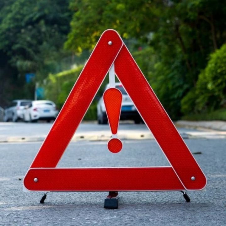 Reflective tripod hazard warning sign red and yellow street warning ...