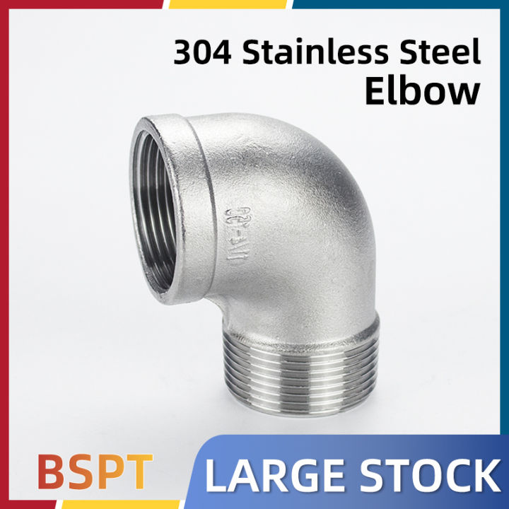 BSPT 304 Stainless Steel 90 Degree Elbow Reducer Threaded Pipe Fittings Female Male Threaded ...