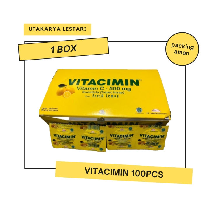 Vitacimin 500mg 1 Box Isi 100 Tablet - Rasa Lemon | Lazada Indonesia