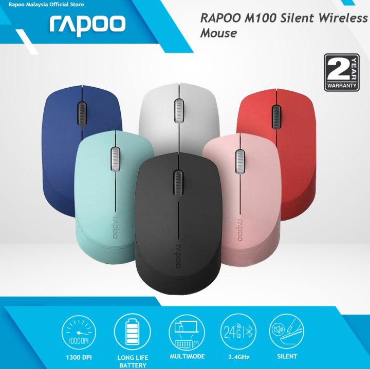 Rapoo M100 Silent Multi-Mode Wireless Bluetooth Mouse 2.4G Wireless ...