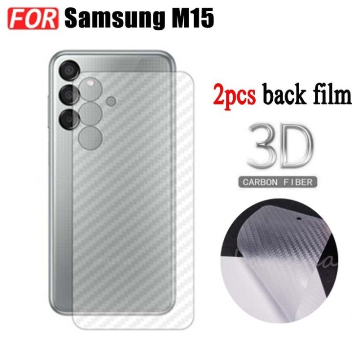 2pcs Samsung M15 A15 M35 A35 M55 A55 Carbon Fiber Pattern Matte Back ...