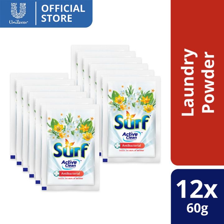 Surf Powder Detergent Antibacterial 60G Sachet Set of 12 | Lazada PH