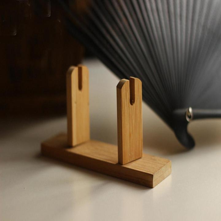 BNTECH Vintage Chinese Bamboo Handhold Fan Holder Base - Chinese Tang ...