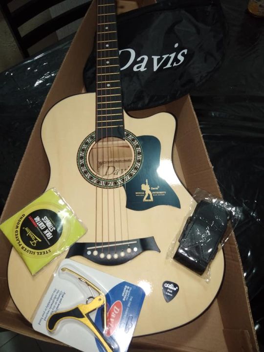 Davis Acoustic Electric Guitar with 2 EQ Pick Up FREE Complete ...