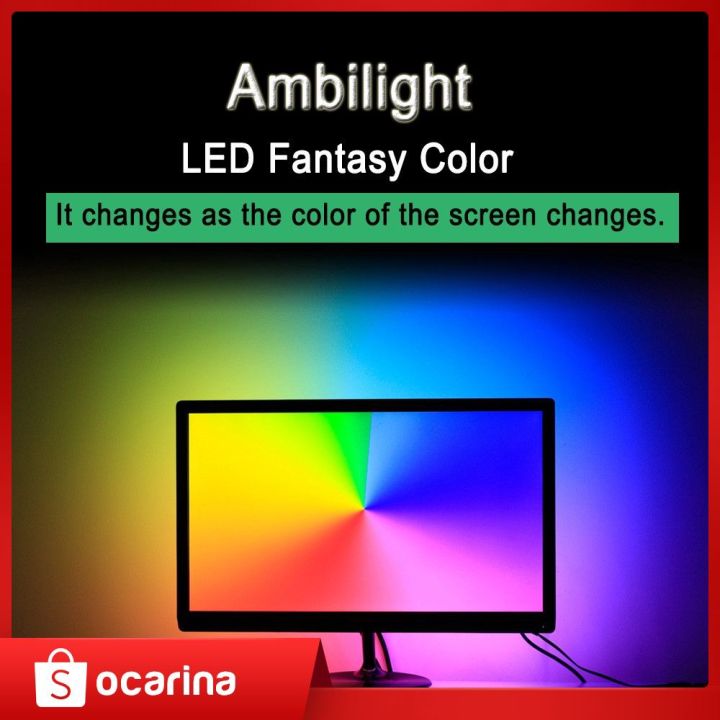 DIY Ambilight TV USB WS2812B LED Backlight Belt Computer Display Fantasy Decorative Light OCAR ...