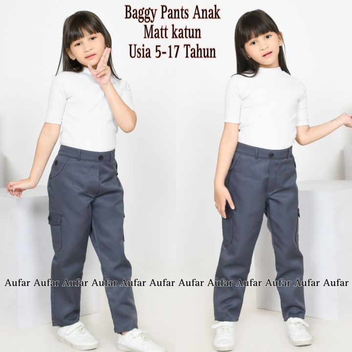 celana anak cargo pants anak perempuan kekinian usia 5-17 tahun ...