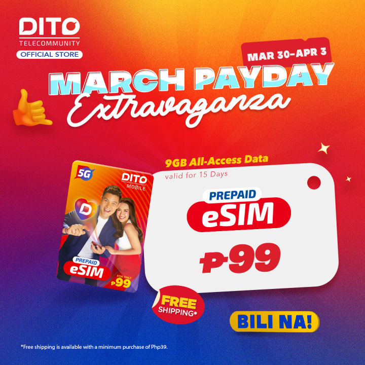 DITO eSIM Level-up 99 Prepaid 9GB Data | Lazada PH