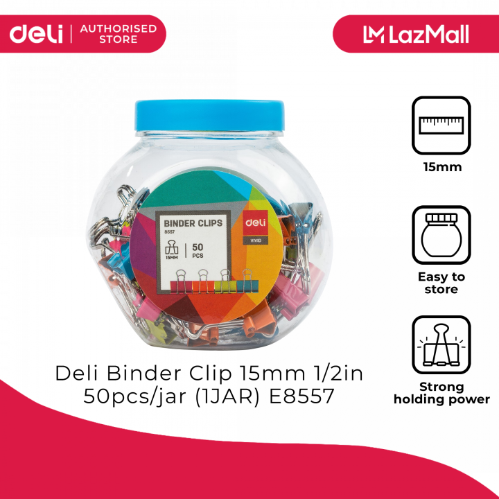 Deli Binder Clip 15mm 1/2in 50pcs/jar (1JAR) E8557 75E8557 | Lazada PH