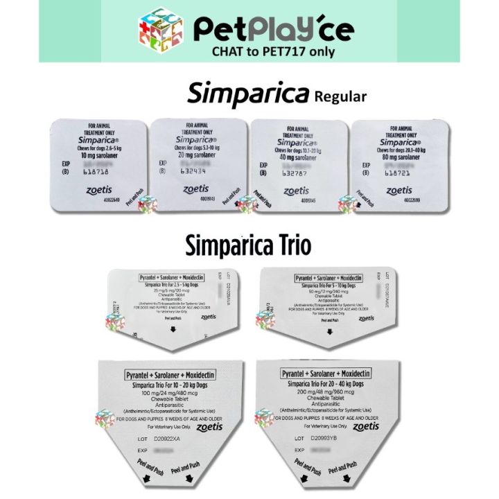 Simparica Trio Anti Tick & Flea Chewable per Tablet for Dog w/ Sticker ...