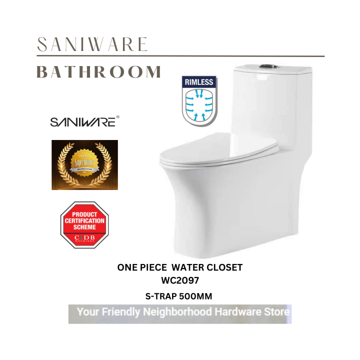 WC2097 SANIWARE SIPHONIC RIMLESS ONE PIECE WATER CLOSETS-TRAP 500MM ...