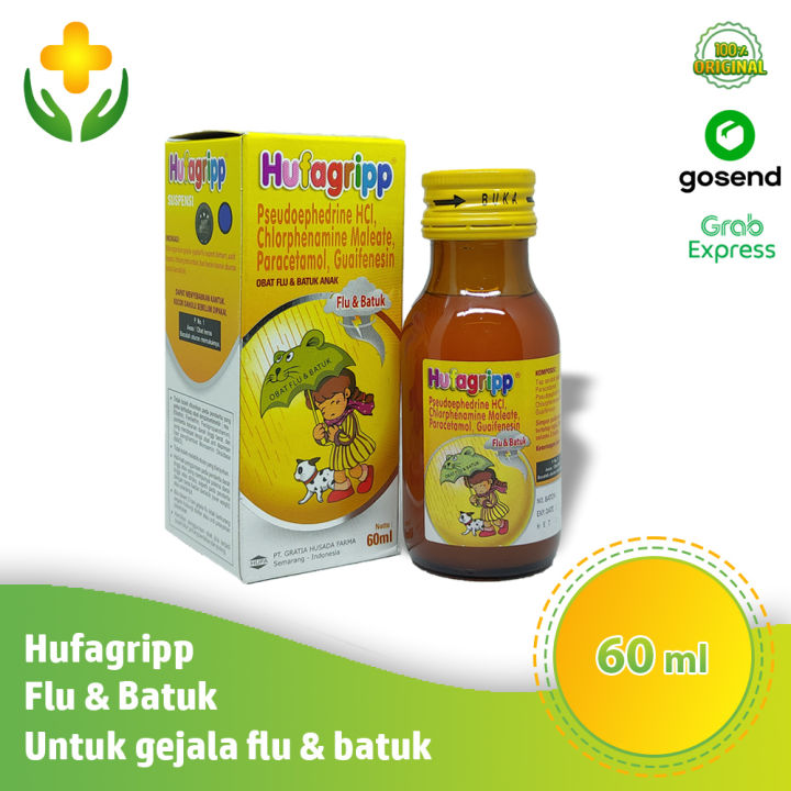 Hufagrip Flu & Batuk Sirup 60ml Obat Batuk Pilek Demam Hufagrip Kuning ...