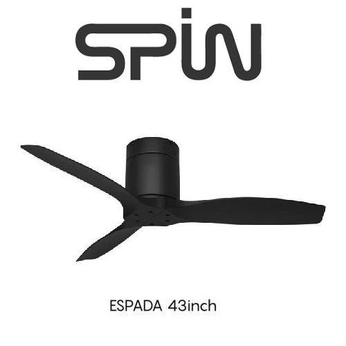 SPIN ESPADA 3 BLADE 43/52/60 INCH BLACK CEILING FAN WITH LED LIGHT AND REMOTE CONTROL | Lazada ...