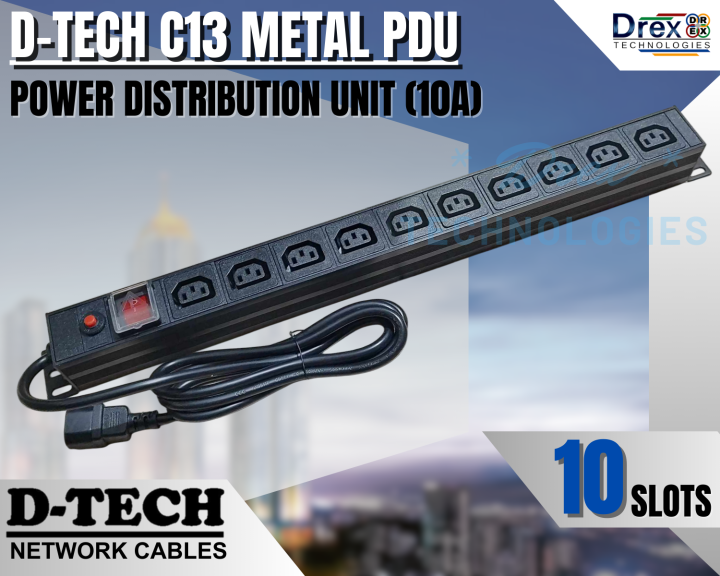 PDU C13 Outlet 10-Slot 15A Metal Type Power Distribution Unit 10-Slot ...