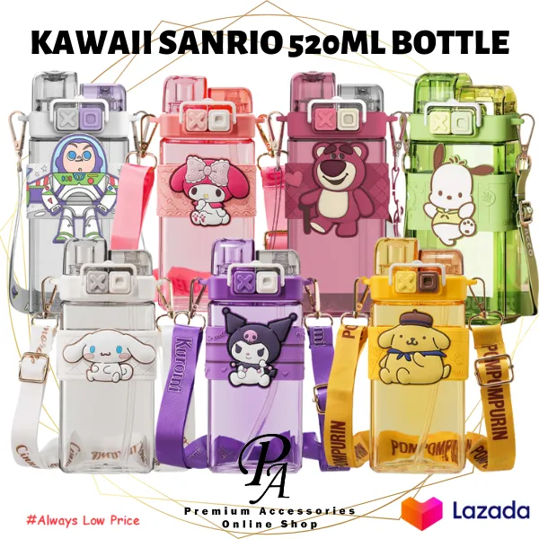PA - 520ML Sanrio Melody Hello Kitty Cute Purin Kuromi Cinnamoroll Toy Lotso Plastic Bottle ...