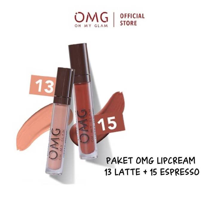 Paket Oh My Glam Matte Kiss Lip Cream - Shade 12 Scarlet + 13 Latte ...