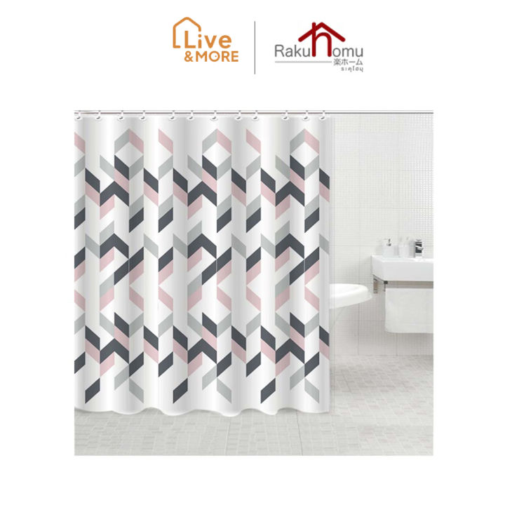 Rakuhomu ระคุโฮมุ ผ้าม่านห้องน้ำพิมพ์ลาย PEVA 180x180 ซม. | Lazada.co.th