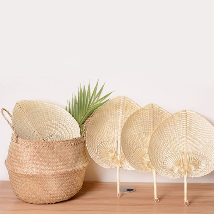 Natural Handmade Straw Fan Hand-Woven Palm Leaf Hand Woven Summer ...