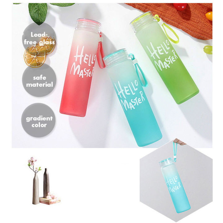 Nice Cup Glass Bottle, 480ml, 2pcs Portable Gradient Color Frosted Water Tumbler On-the-go ...