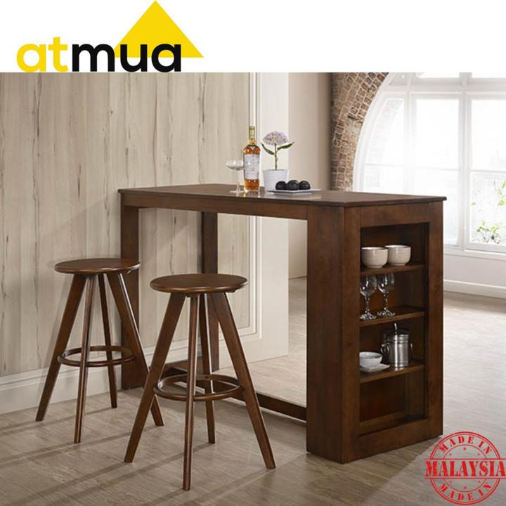 Atmua Atlas Bar Table + 2 Solid Bar Stool (Modern Design) [Full Solid ...