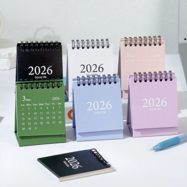 Aesthetic 2026 Calendar Copperplate Paper Desk Calendar Sky Blue Black ...