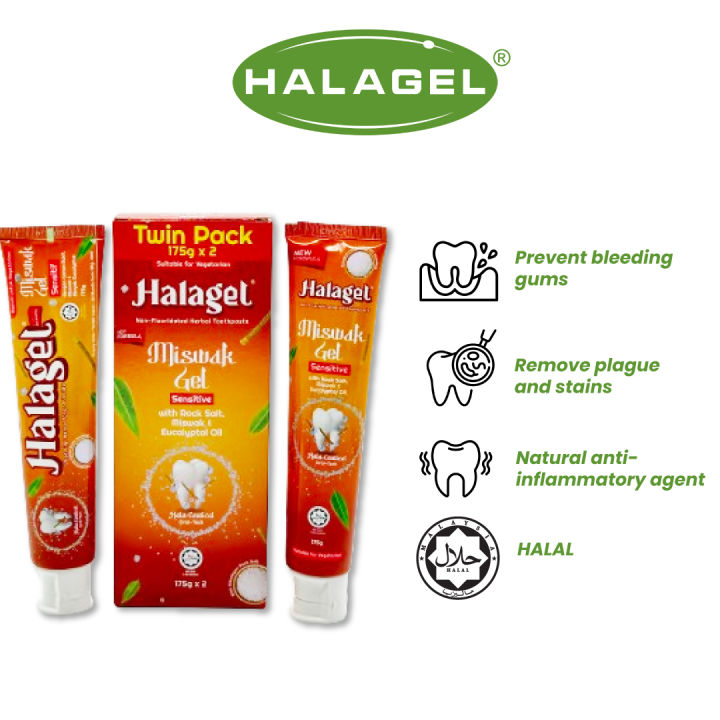 Halagel Non Fluoride Herbal Miswak Gel Sensitive Toothpaste with Miswak ...