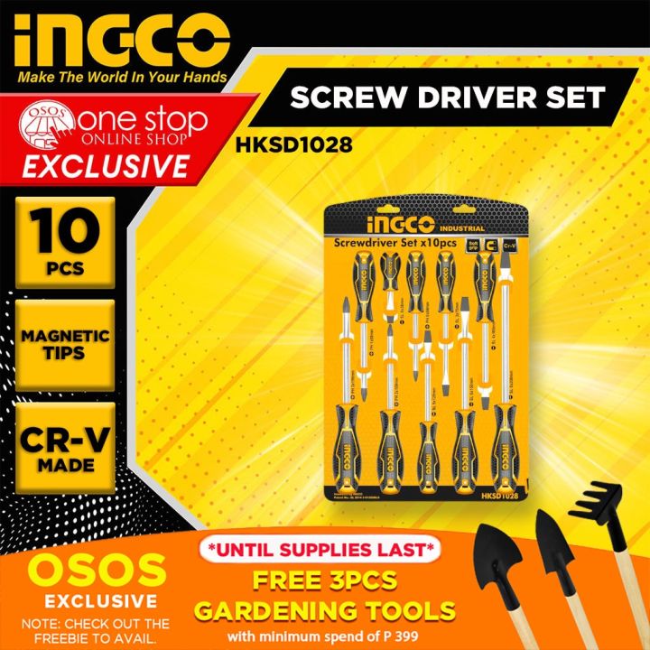 Ingco Tools Original 10Pcs Screw driver Set Screwdriver HKSD1028 •OSOS ...